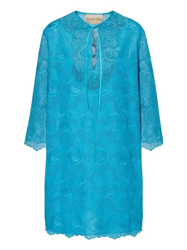 Valentino Garavani Broderie Anglaise Cotton Kaftan - Blue