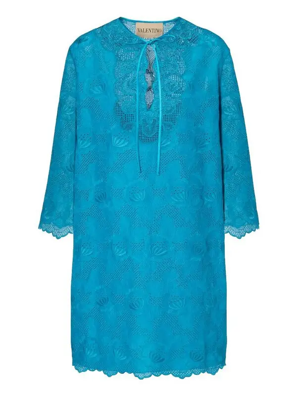Valentino Garavani Broderie Anglaise Cotton Kaftan - Blue