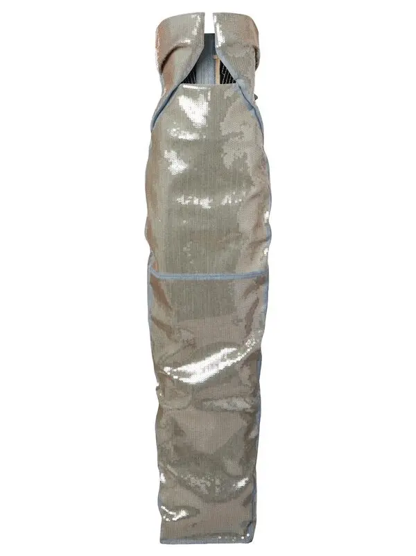 Rick Owens Prong Sequined Denim Gown - Silver