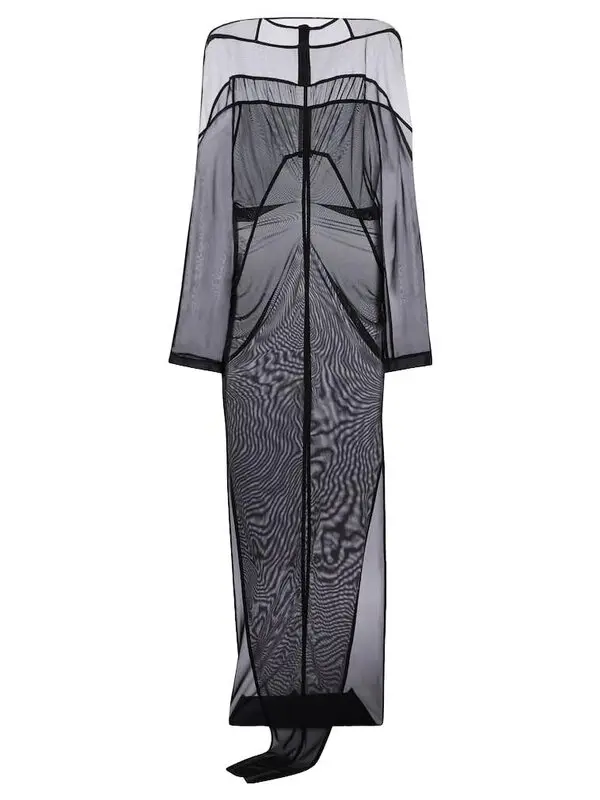 Rick Owens Collage Tulle And Chiffon Gown - Black