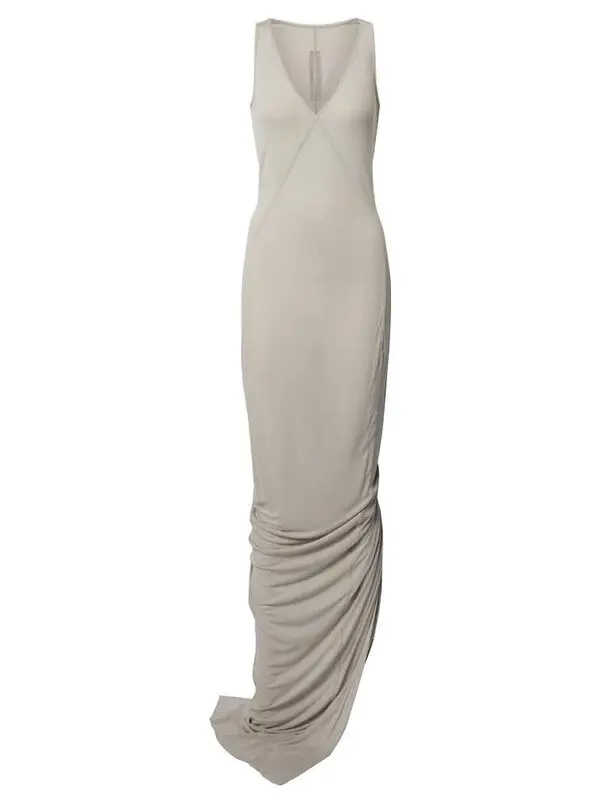 Rick Owens Gathered Jersey Maxi Dress - Grey