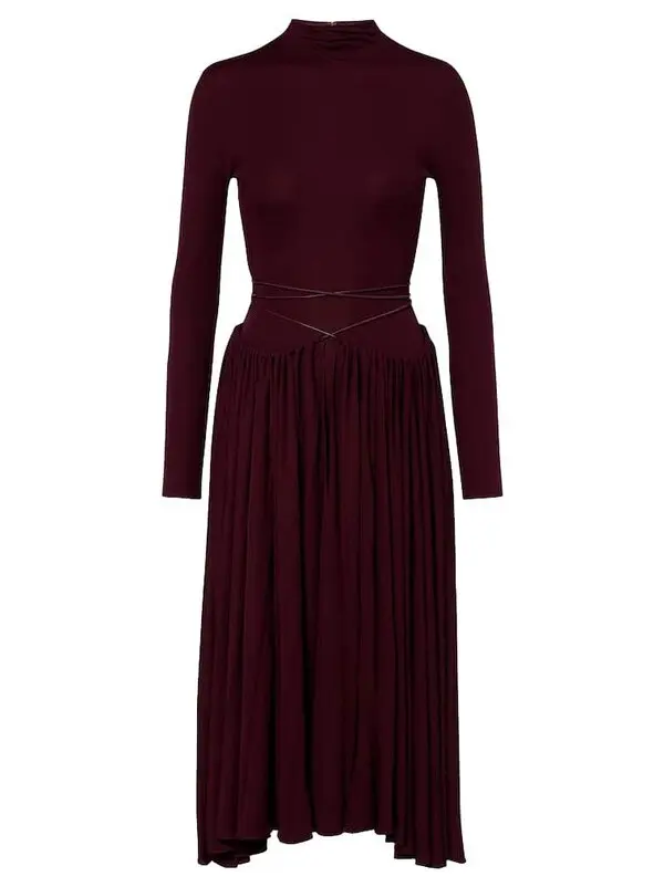Alaïa Gathered Midi Dress - Burgundy