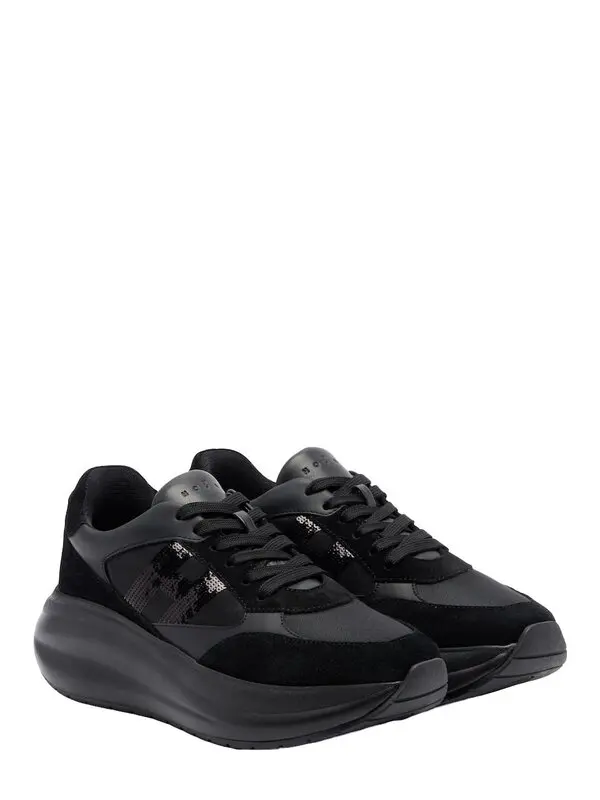 Hogan Maxi I Active Suede-trimmed Sneakers - Black