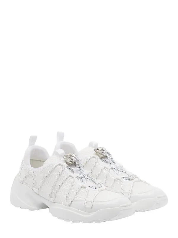 ROGER VIVIER Viv' Zag Leather-trimmed Mesh Sneakers - White