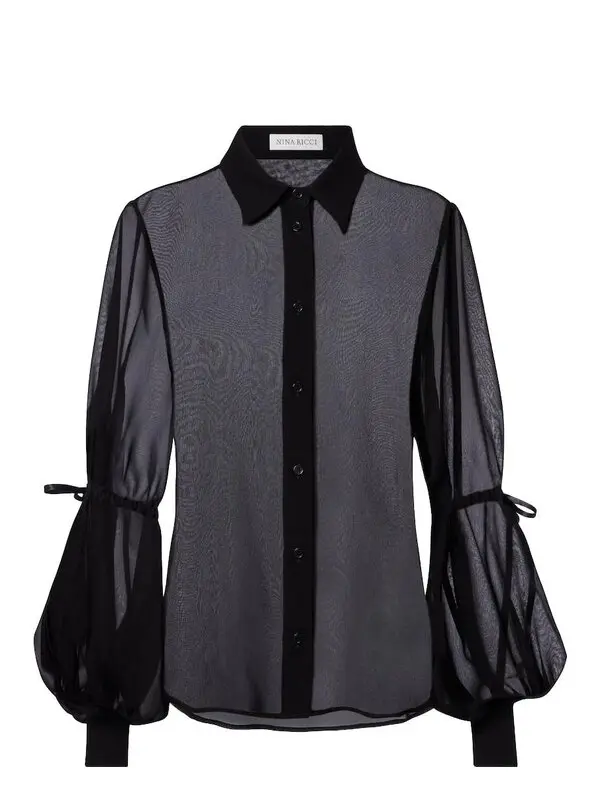 Nina Ricci Sheer Silk Blouse - Black