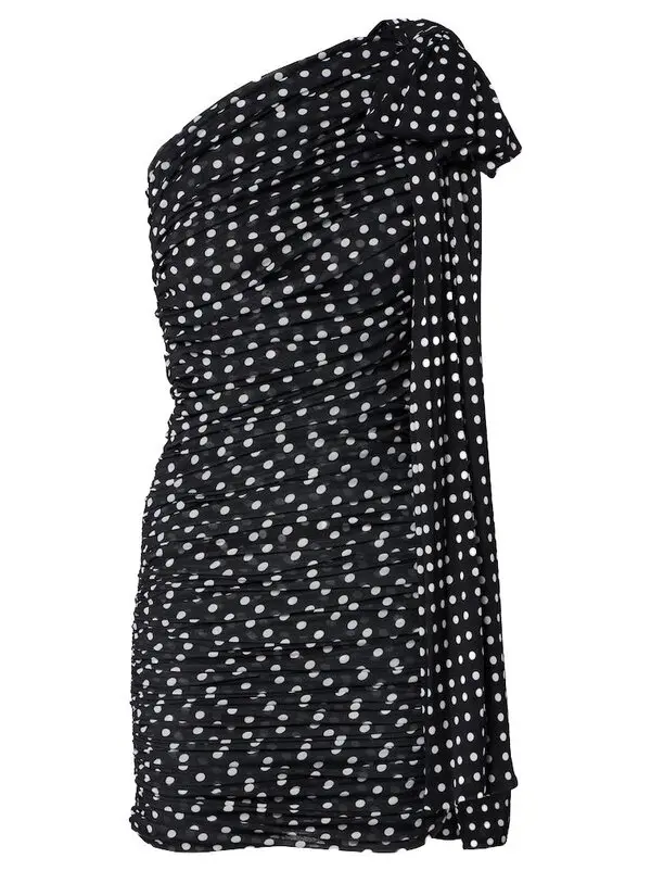 PATOU Polka-dot One-shoulder Mini Dress - Blue