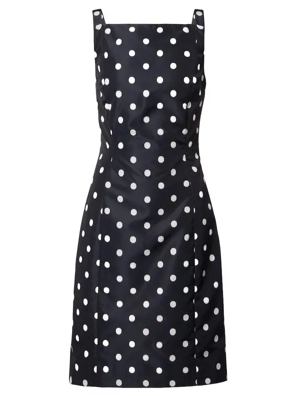 PATOU Polka-dot Faille Minidress - Blue