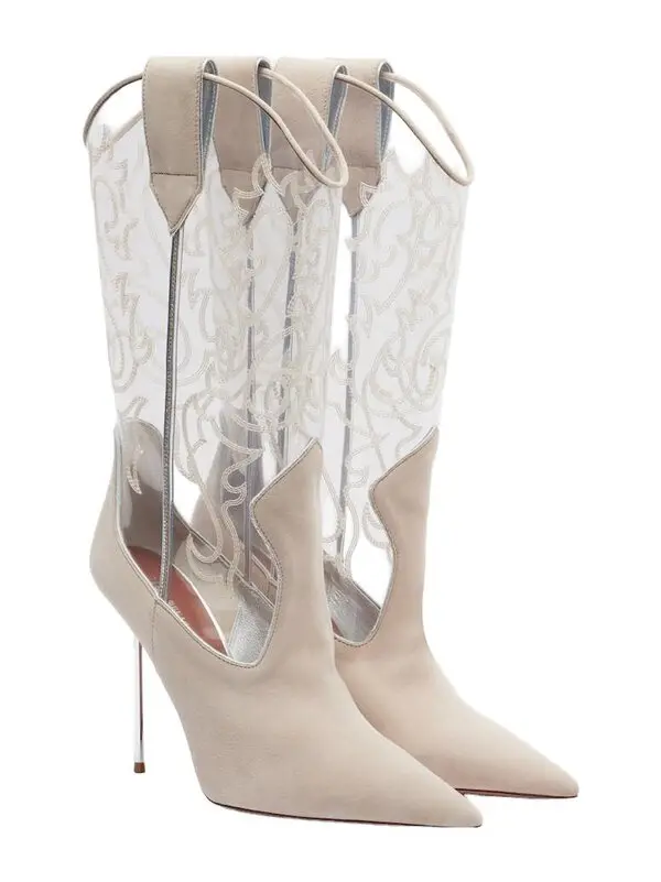 Paris Texas Lidia 105 Suede And Pvc Cowboy Boots - Transparent