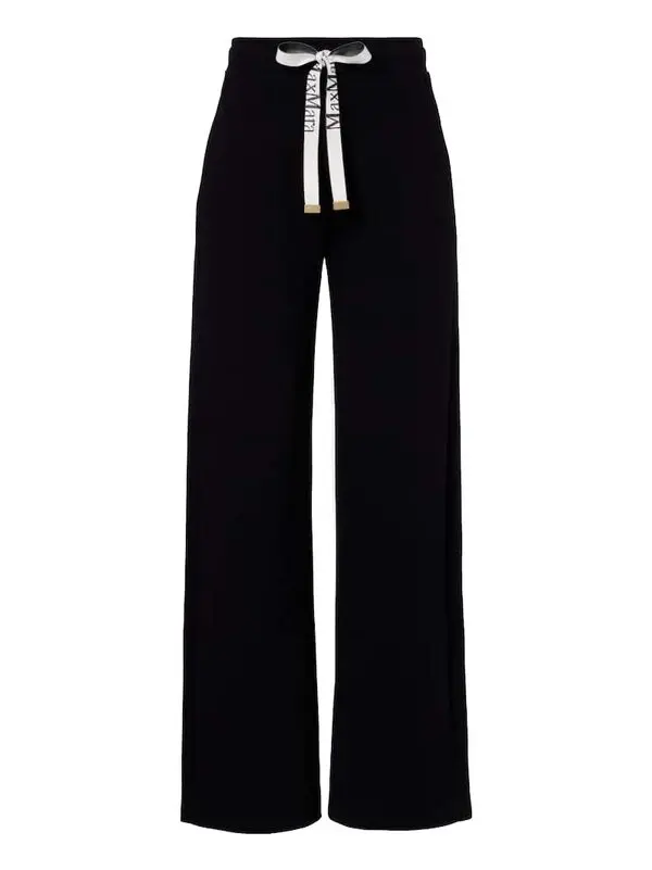 Max Mara Cotton-blend Wide-leg Pants - Black