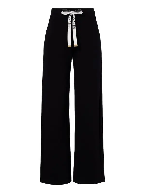 Max Mara Cotton-blend Wide-leg Pants - Black