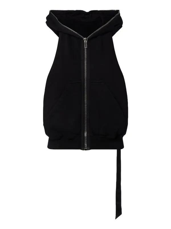 Rick Owens Cotton Jersey Hooded Vest - Black