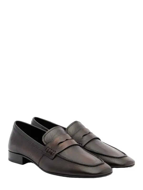 Dries Van Noten Leather Penny Loafers - Brown