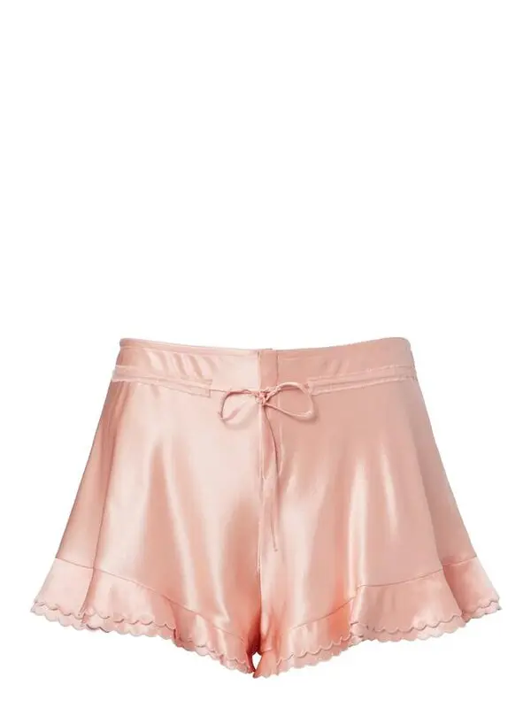 Saint Laurent Scalloped Silk Satin Shorts - Pink