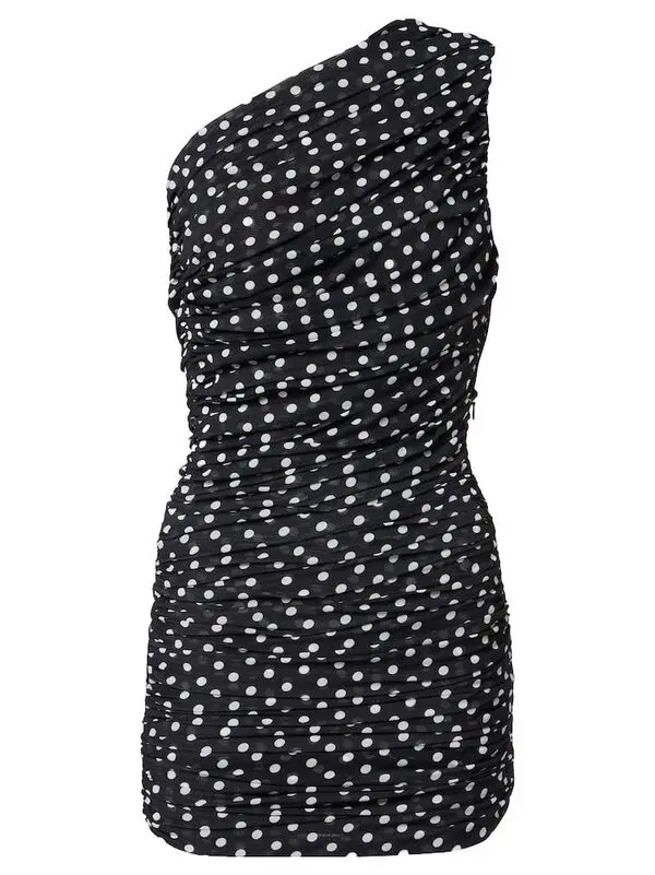 PATOU Polka-dot One-shoulder Mini Dress - Blue
