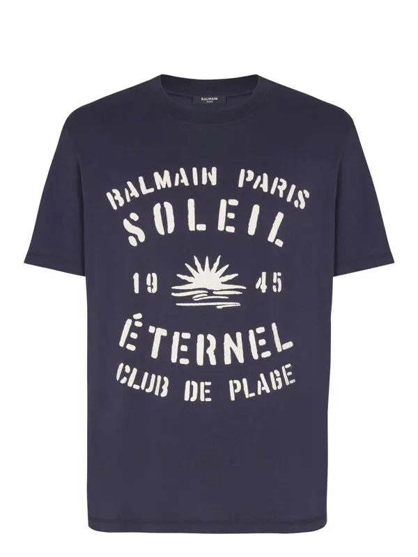 Balmain Flocked Soleil T-shirt - Navy