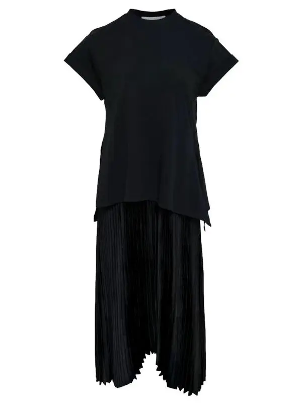 3.1 Phillip Lim T-shirt Combo Pleated Skirt Dress - Black