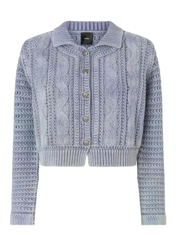 Pinko Cropped Cable-knit Button Cardigan - Blue