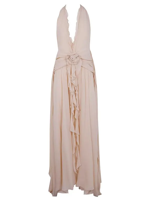 Blumarine Georgette Long Dress - Yellow