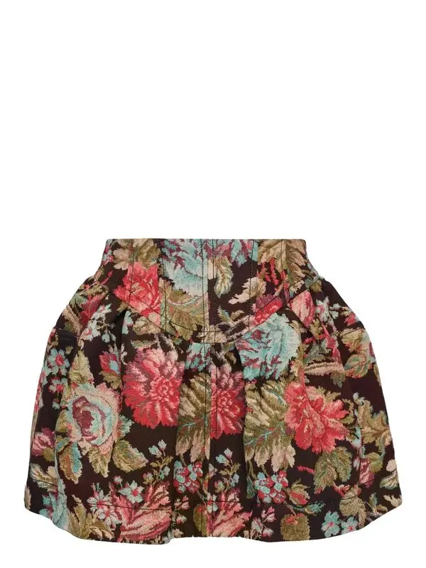 OPEN YY Floral-print Wired Skirt - Black