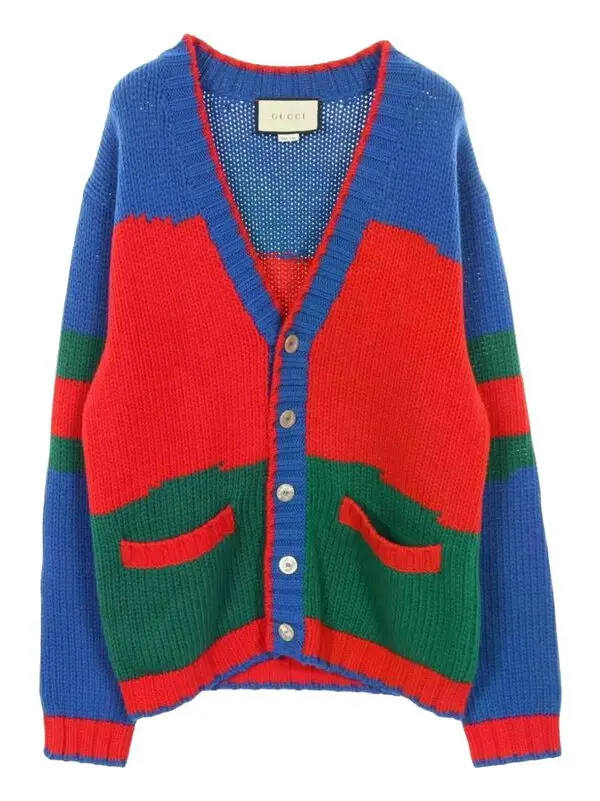 Gucci 2010s V-neck Buttoned Wool Cardigan - Red