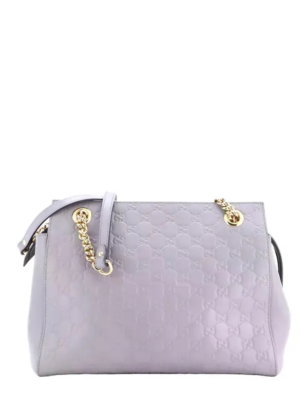 Gucci Soft Signature Sissima Leather Medium Tote Bag - Grey