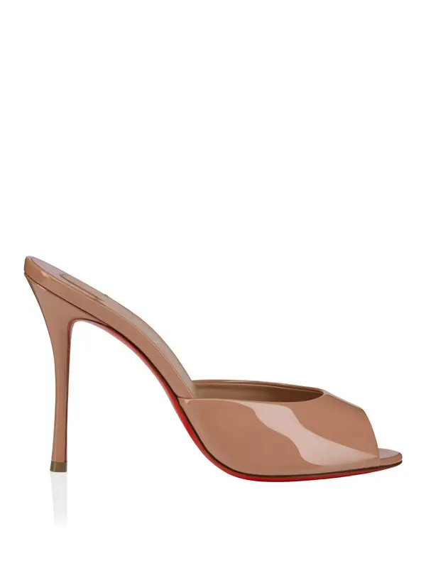 CHRISTIAN LOUBOUTIN Me Dolly Patent Leather Mules - Nude