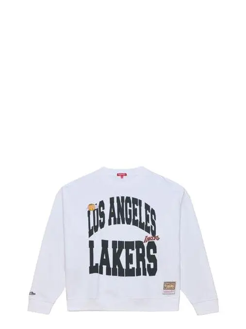 Mitchell & Ness Los Angeles Lakers Lightweight Block Letter Sweatshirt - White