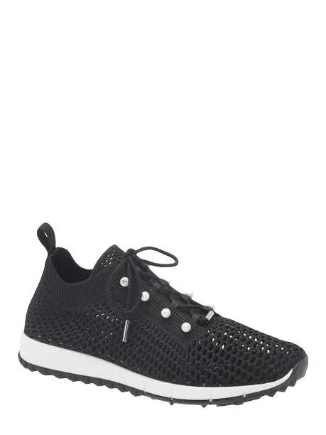 JIMMY CHOO Veles Faux Pearl Knit Sneakers - Black Mix