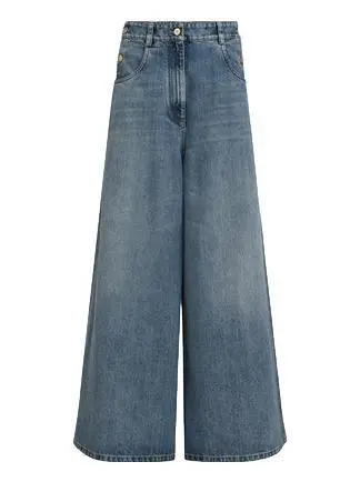 Brunello Cucinelli Wide Leg Maxi Trousers - Denim