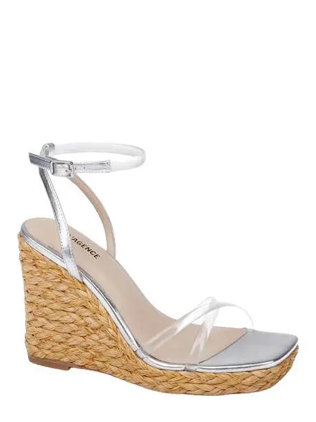 L'Agence Malone Espadrille Platform Wedge Sandal - Silver
