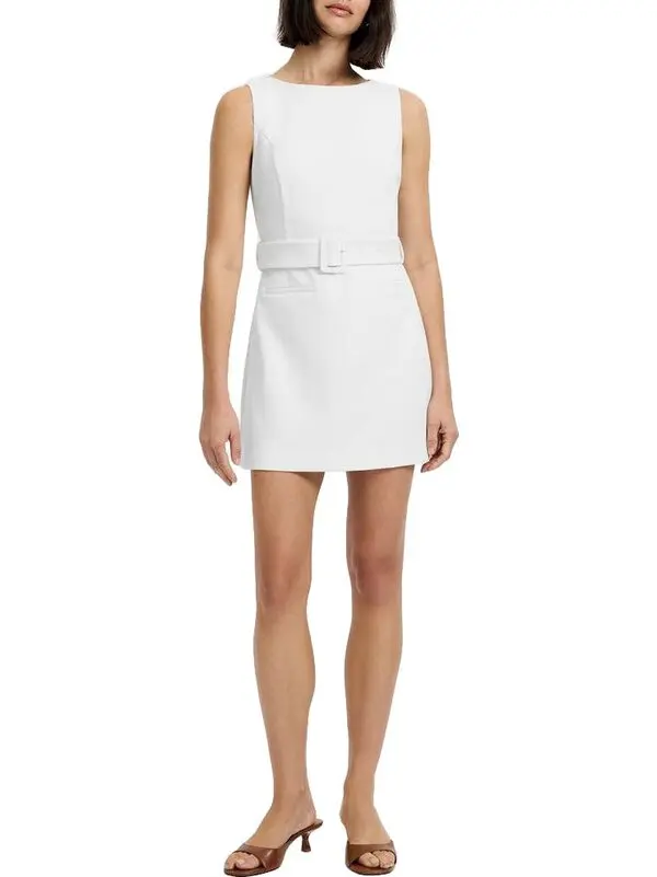 French Connection Azra Belted Sleeveless Twill Minidress - Summer White