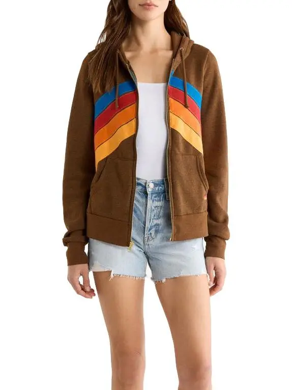 Aviator Nation Mountain Stitch Chevron Zip Hoodie - Cinnamon