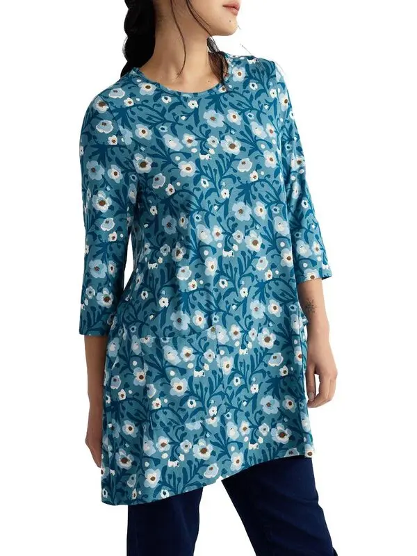 SEASALT CORNWALL Killiow Floral Tunic Top - Blotted Anemone Minnow