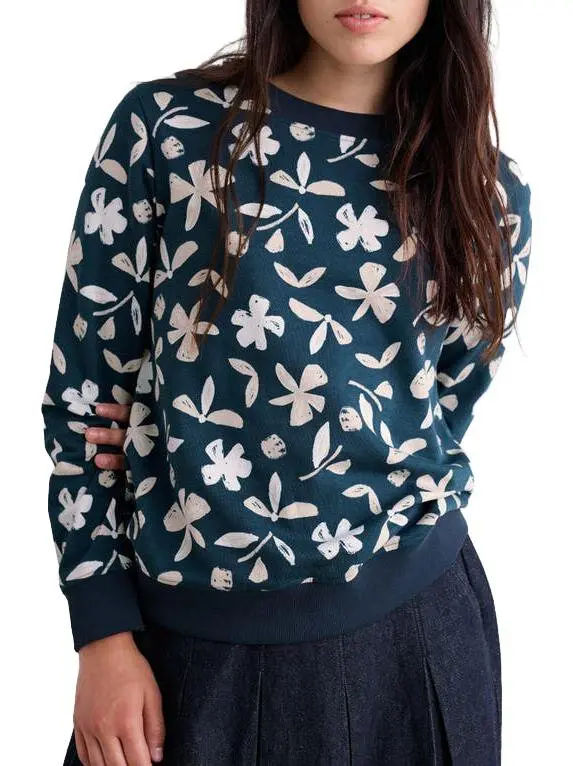 SEASALT CORNWALL Floral Organic Cotton Sweatshirt - Organic Shapes Dark Lugger