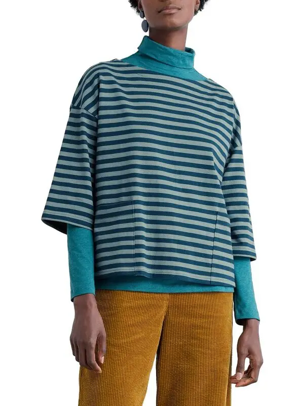 SEASALT CORNWALL Striped Organic Cotton T-shirt - Mini Cornish Lichen
