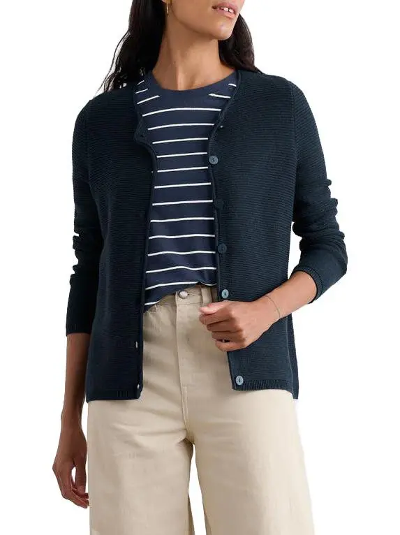 SEASALT CORNWALL Makers Rib Organic & Recycled Cotton Cardigan - Maritime