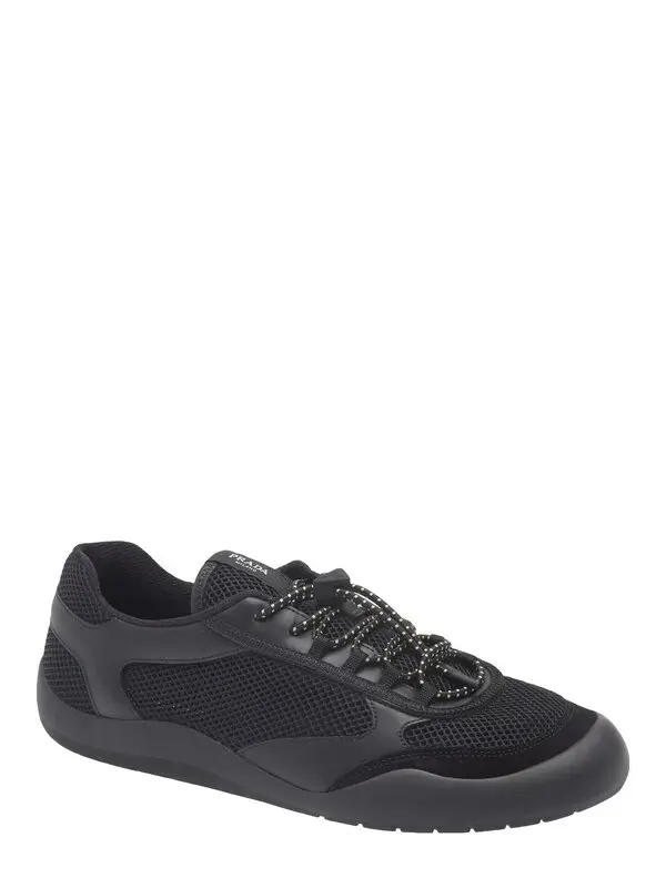 Prada Speedrock Mixed Media Sneaker - Nero