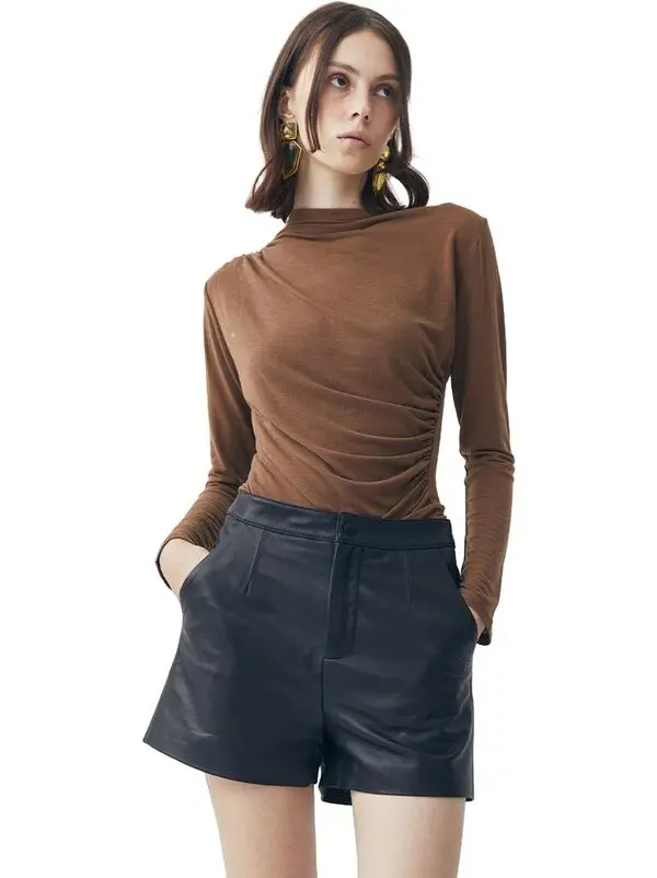 ATS Wren Faux Leather Shorts - Black