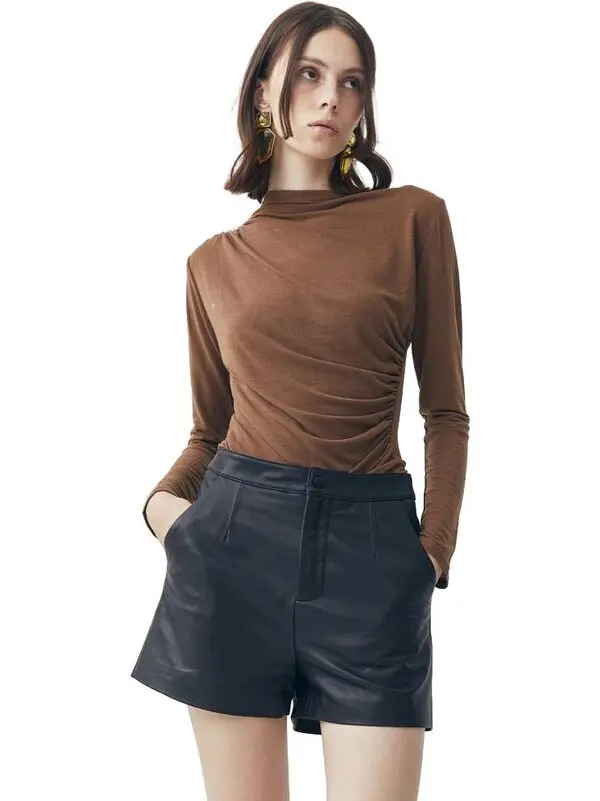 ATS Wren Faux Leather Shorts - Black