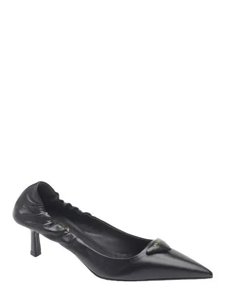 Prada Triangle Logo Pointed Toe Pump - Black