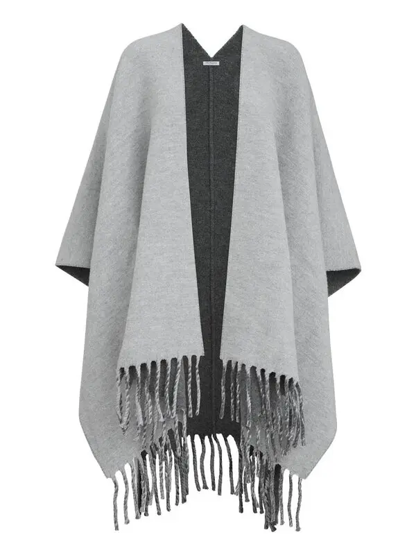 Brunello Cucinelli Wool And Cashmere Double Knit Poncho - Medium Grey
