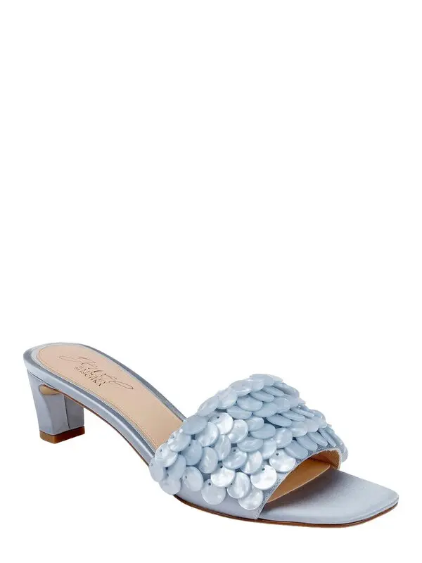 Badgley Mischka Pacific Block Heel Sandal - Mist Blue Satin
