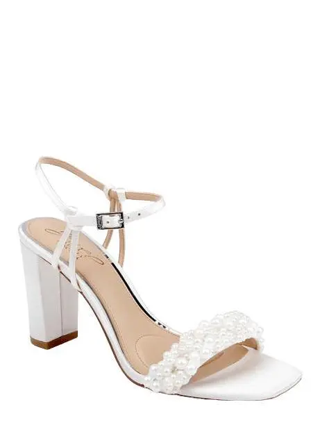 Badgley Mischka Peoria Ankle Strap Sandal - Ivory Satin
