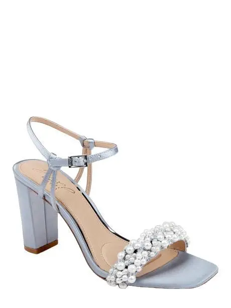 Badgley Mischka Peoria Ankle Strap Sandal - Mist Blue Satin