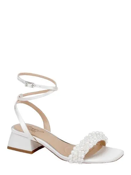 Badgley Mischka Payton Ankle Strap Sandal - Ivory Satin