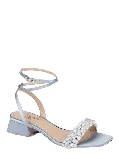 Badgley Mischka Payton Ankle Strap Sandal - Mist Blue Satin