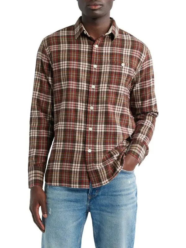 Pendleton Fremont Plaid Flannel Button-up Shirt - Brick/tan Plaid