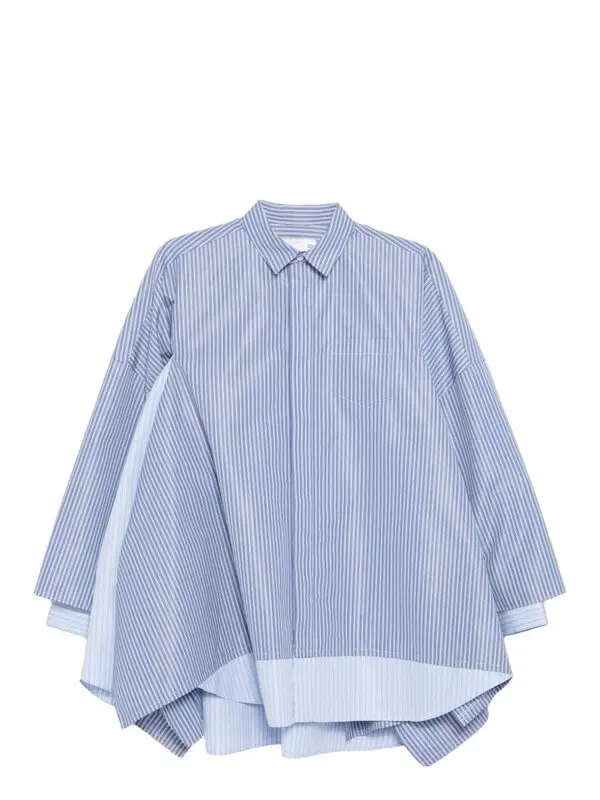 Sacai Striped Cotton Shirt - Sky Blue