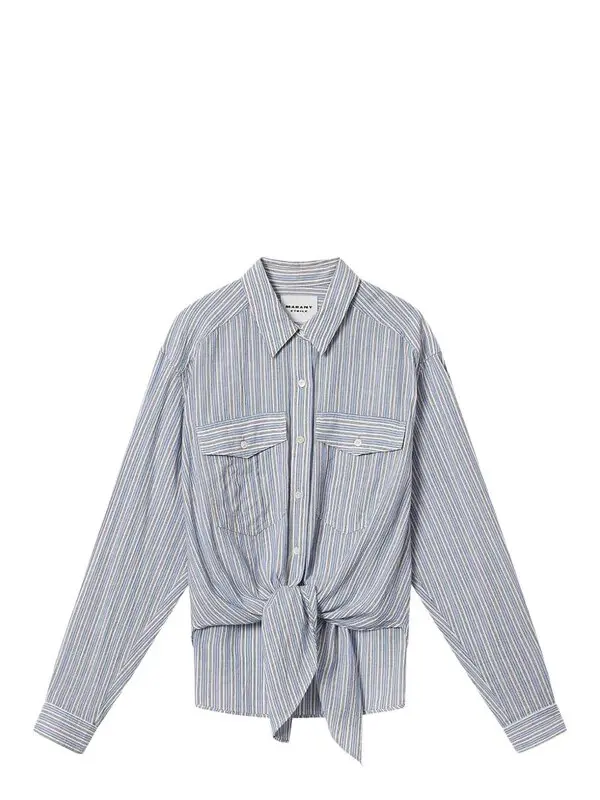 MARANT ETOILE Nath Striped Cotton Shirt - Sky Blue