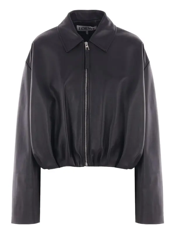 Loewe Draped Leather Jacket - Black